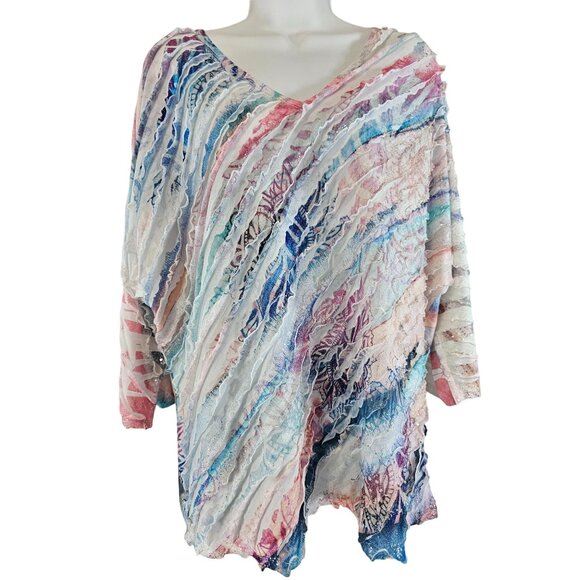 Reba | Tops | Reba Womens White With Pink Purple Blue Green Seashell ...